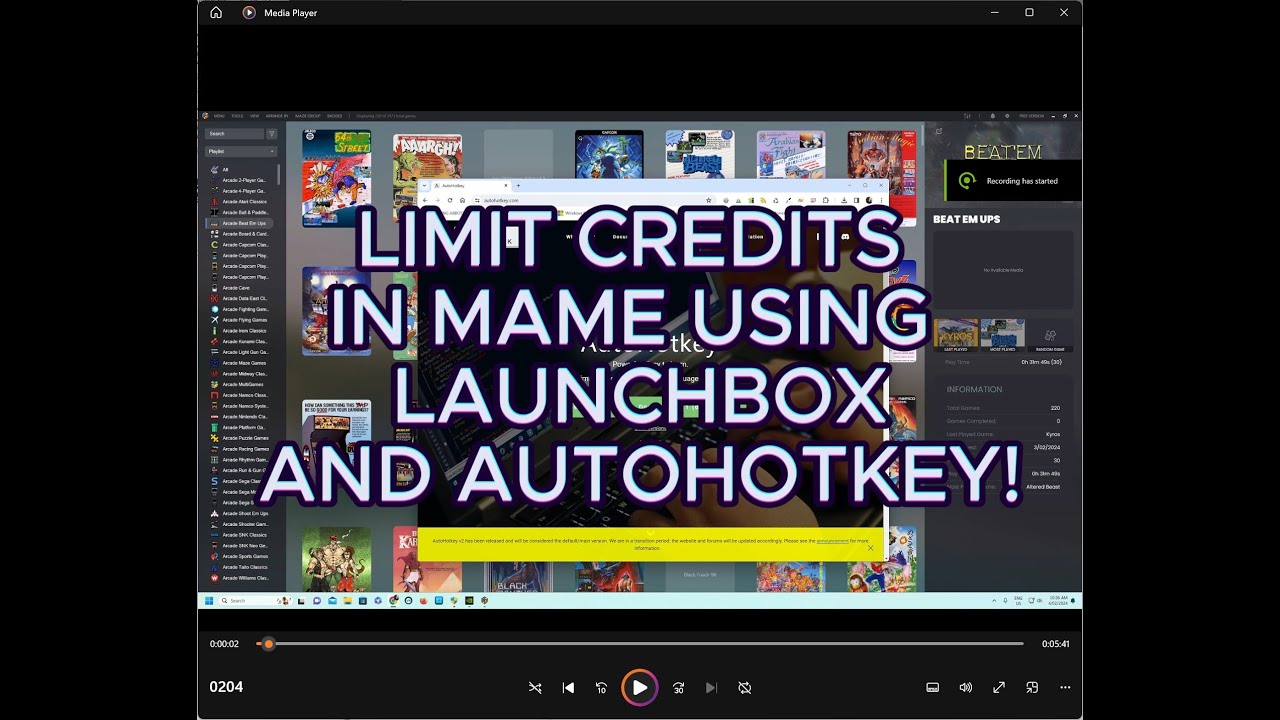 How to limit arcade game credits in Mame and Launchbox - YouTube