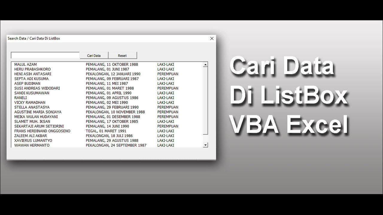 Pencarian Data Di ListBox VBA Excel - YouTube