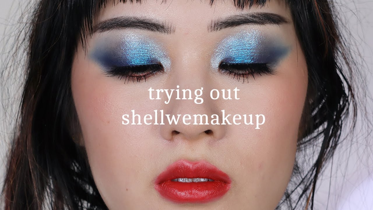 🌊deep sea blue makeup🌊 let's try shellwemakeup eyeshadow! || monolid ...