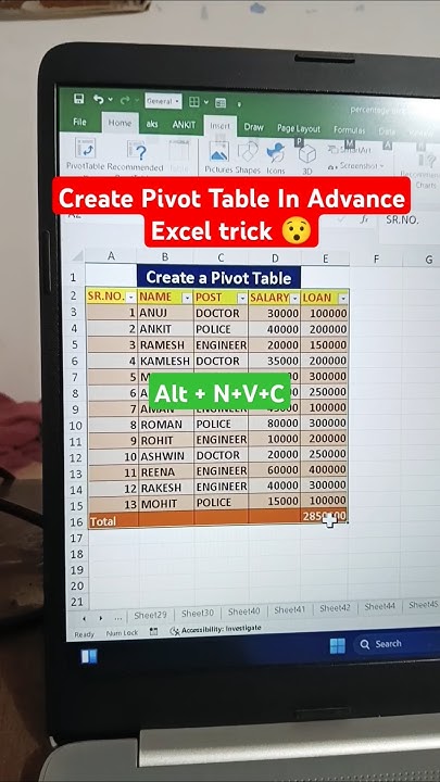 Create Pivot Table in Ms Excel trick 😯#excel #shorts #pivottable #xlookup #vlookup #pivotchart ...