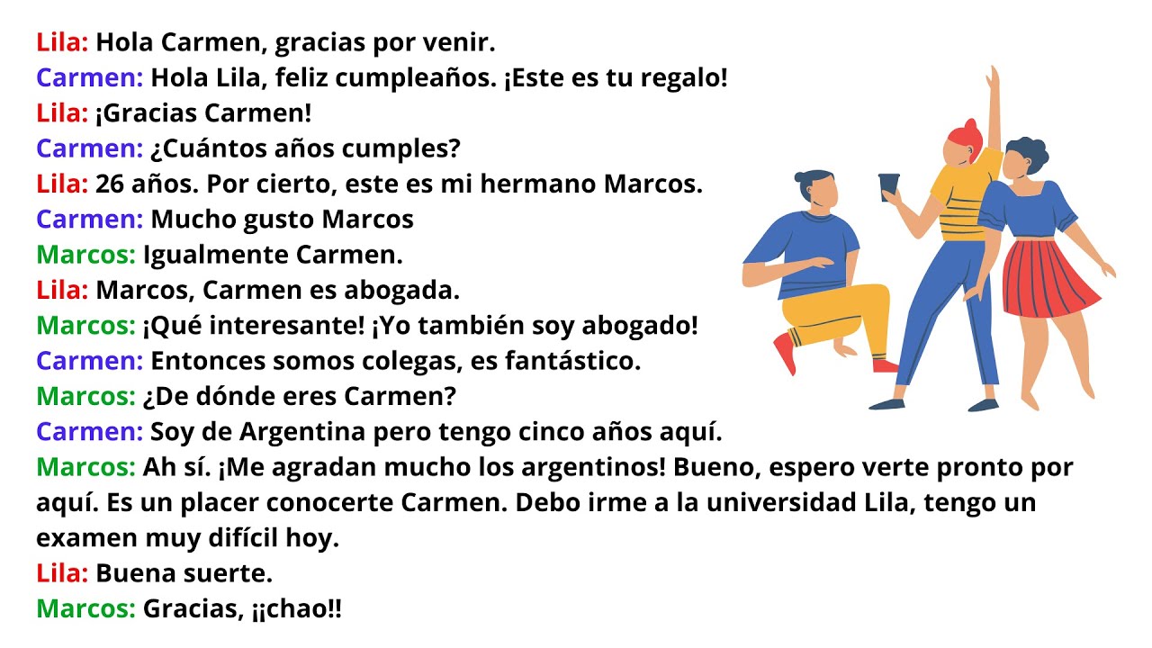 Practice Reading in Spanish for Beginners. Carmen Visits Lila.Learn ...
