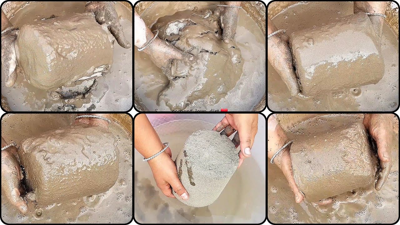 asmr/soft dusty mud sand buckets water crumbling yummy dipping mouth ...