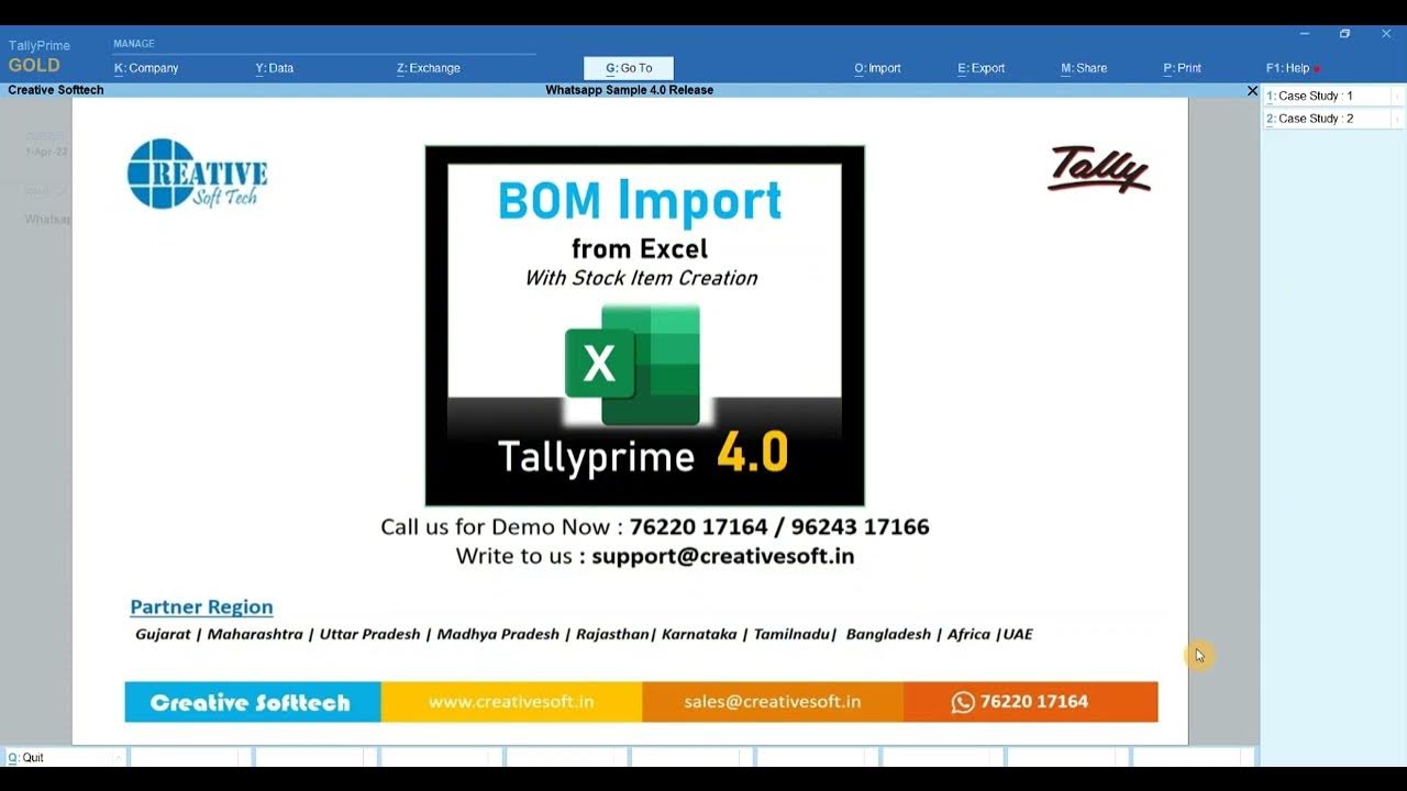 BOM Import from Excel | Tally Prime Release 4.0 | Part I | Add-on | Creative Softtech - YouTube