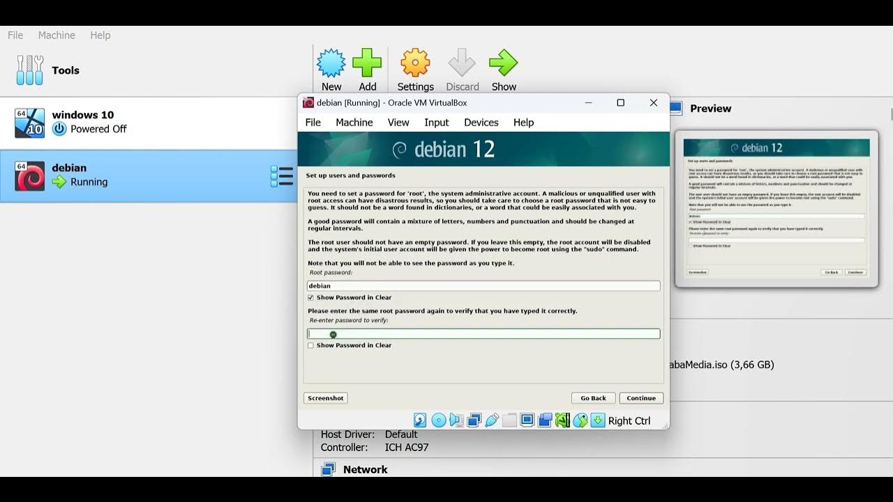 cara instal debian 12 di virtual box - YouTube