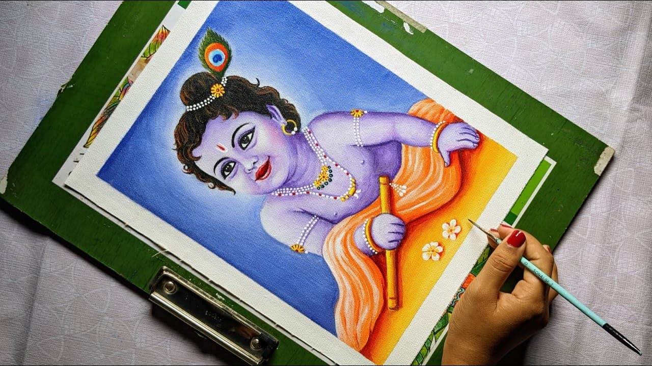 Gopal Krishna painting || Janmashtami special || Acrylic painting - YouTube