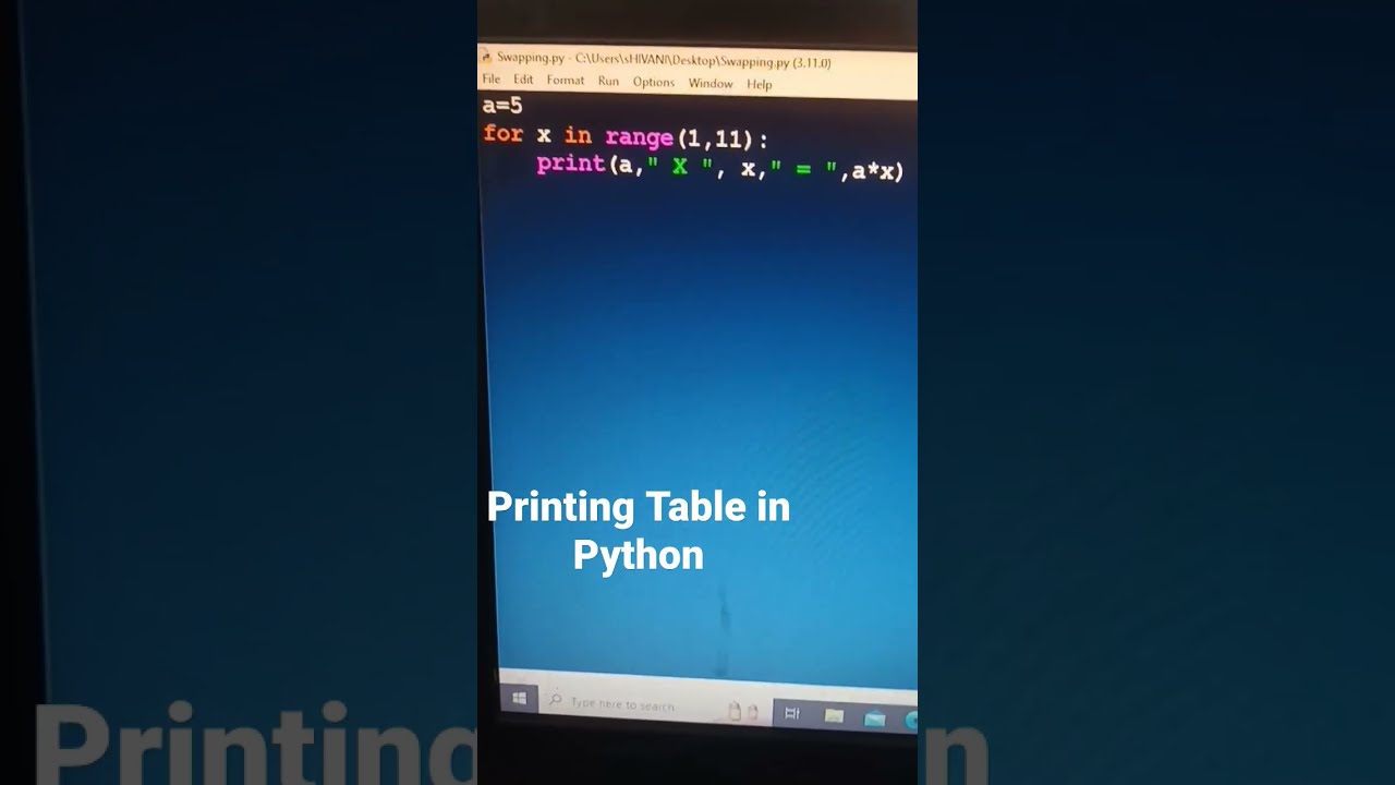 Printing Table In Python shorts YouTube Printing Table In Python shorts YouTube