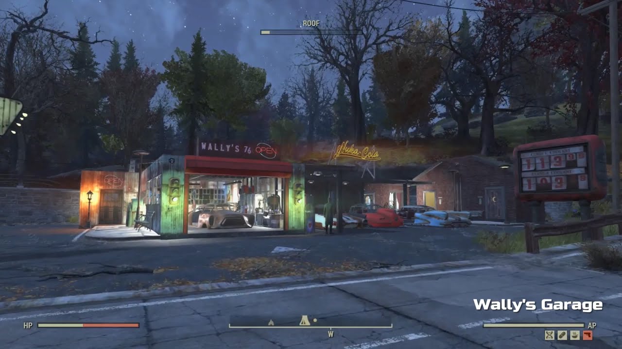 Fallout 76: Mechanic shop & Café camp build w/cars - YouTube