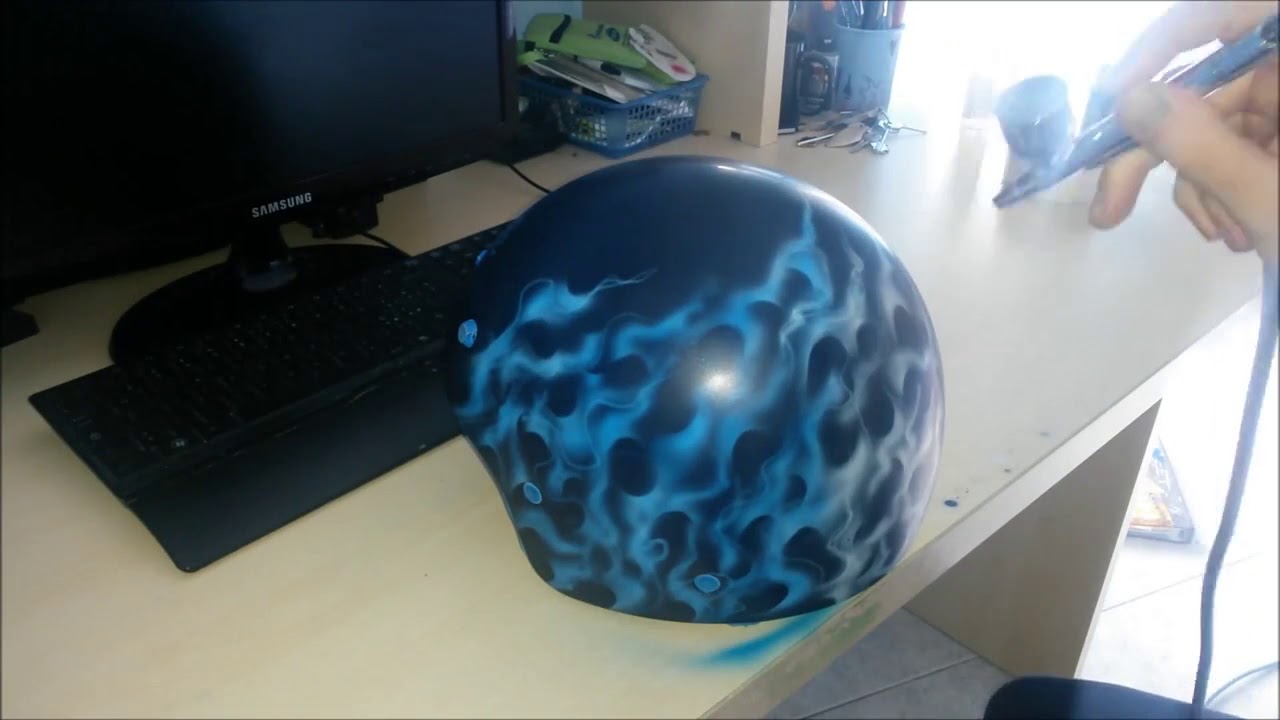 How to paint realistic flames, Real flame on helmet - YouTube