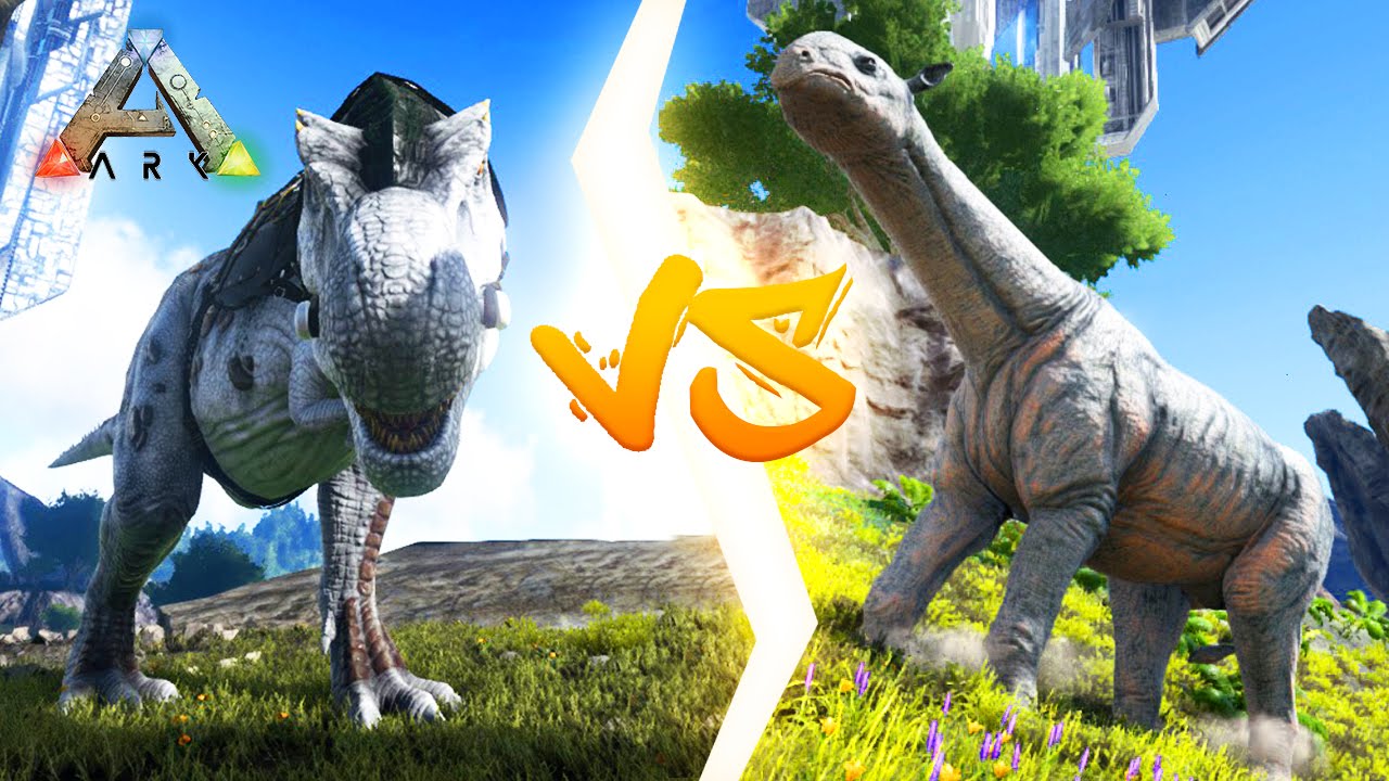 Ark Survival Evolved - TREX VS PARACER! Ark Survival Evolved Dino ...