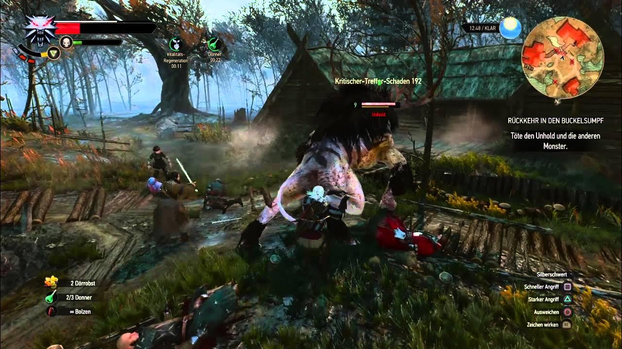 The Witcher 3: Wild Hunt kampf gegen ein Bies - YouTube