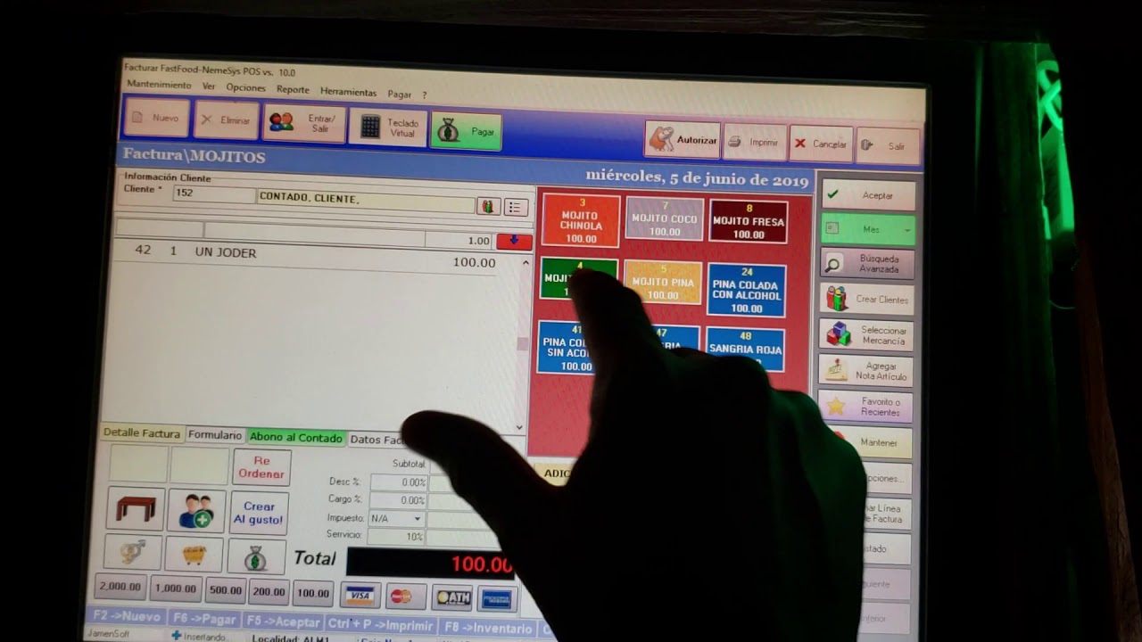 NemeSys POS Fast Food Pago Efectivo - YouTube