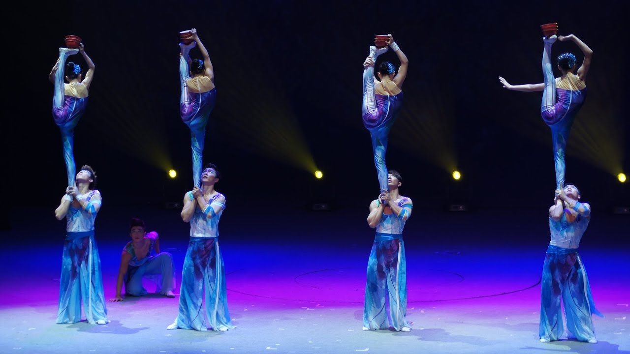 Bowl Juggling on Feet by a Team of Chinese Acrobats from South China ...