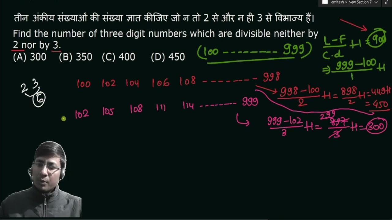 Find the number of three digit numbers which are divisible neither by 2 ...