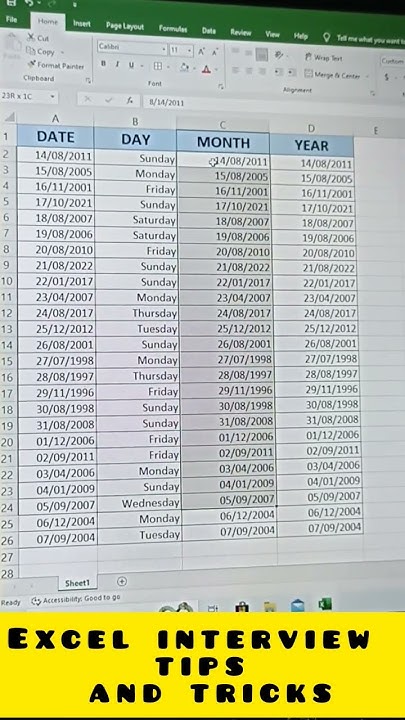 Excel Day Month Year In Excel Excel Exceltips Exceltutorial Shorts Shorts Yshorts