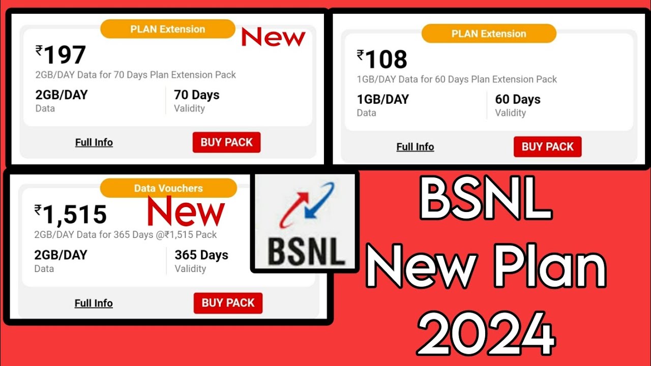 BSNL New Plan 2024 | BSNL 1 Year Plan | BSNL Validity Recharge |BSNL Recharge Plan | BSNL ...
