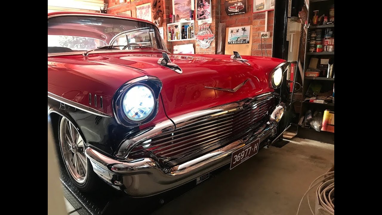 Install LED head lights in a 1957 Chevy - YouTube