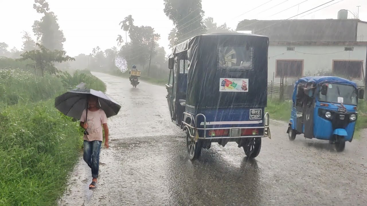 Incredible Crazy Rain in The Evening | Very Relaxing Rain | The Village ...