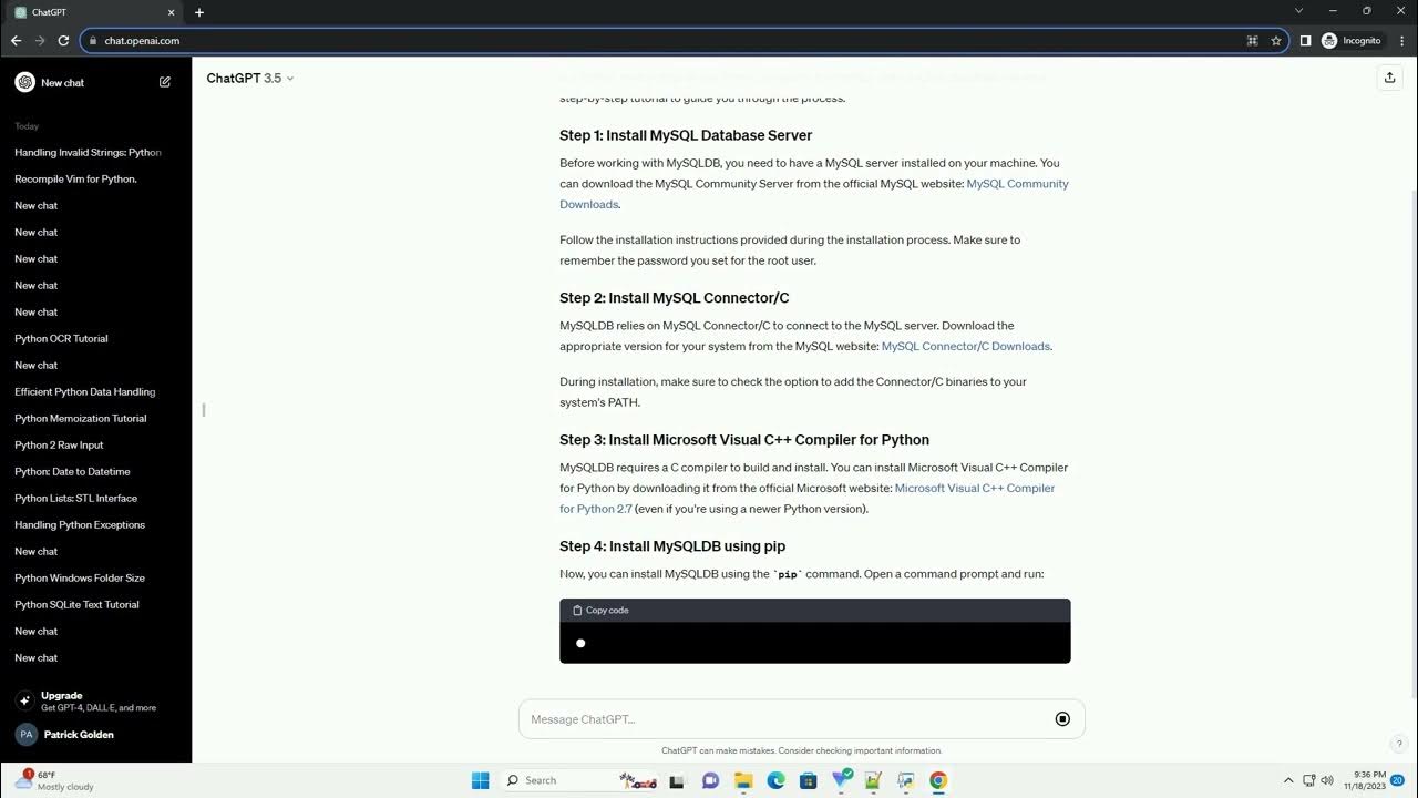 How To Install Mysqldb For Mysql And Python On Windows Youtube