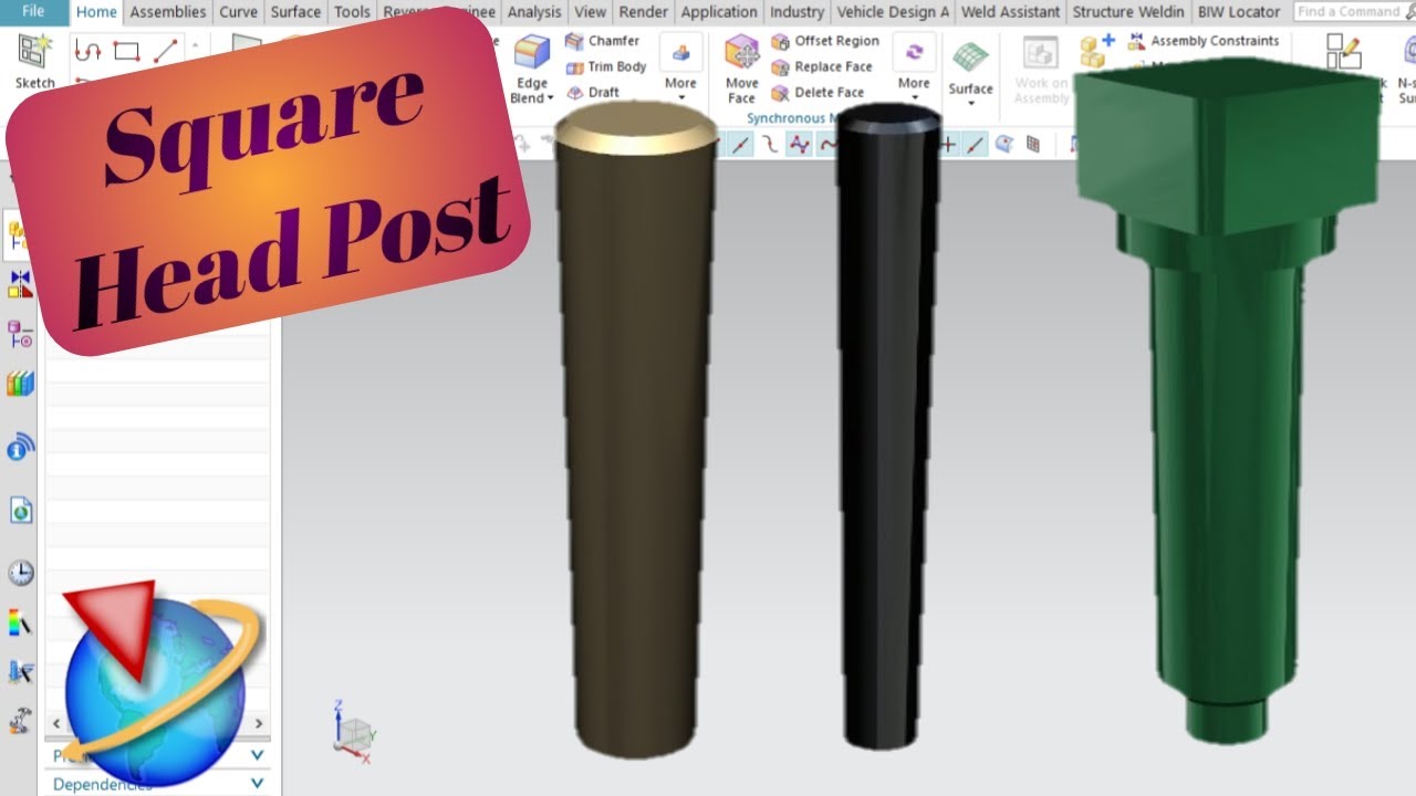 Set screw, Handle and stud | Square Head Post | Part Design | Siemens ...