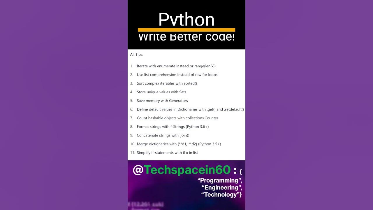 Top 11 Tips And Tricks To Write Better Python Code Shorts Technology