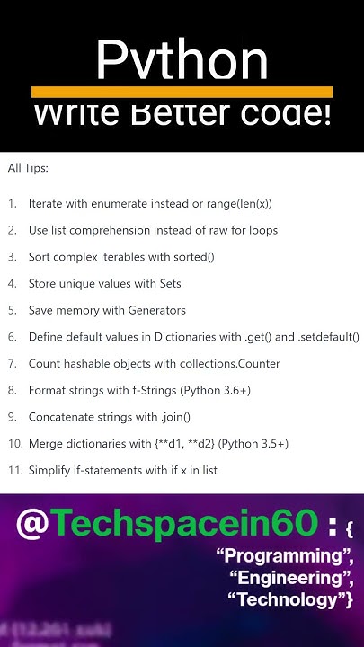 Top 11 Tips And Tricks To Write Better Python Code Shorts Technology Pythonprogramming
