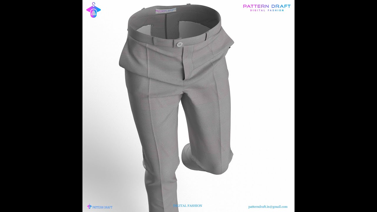 Men Pant Digital sample Created in CLO3D #3dfashion pattern draft - YouTube