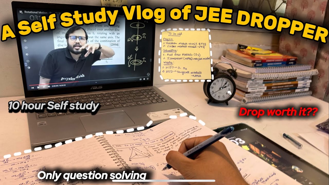 Productive Day Of Self Study as a JEE DROPPER 📚 || 10 Hour Self Study ...