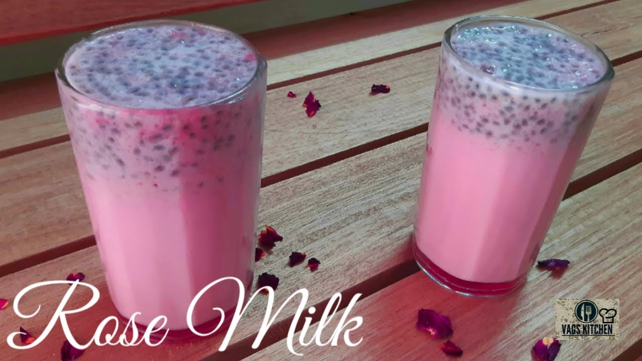 Rose milk recipe | Summer drinks recipe | How to make rose milk at home ...