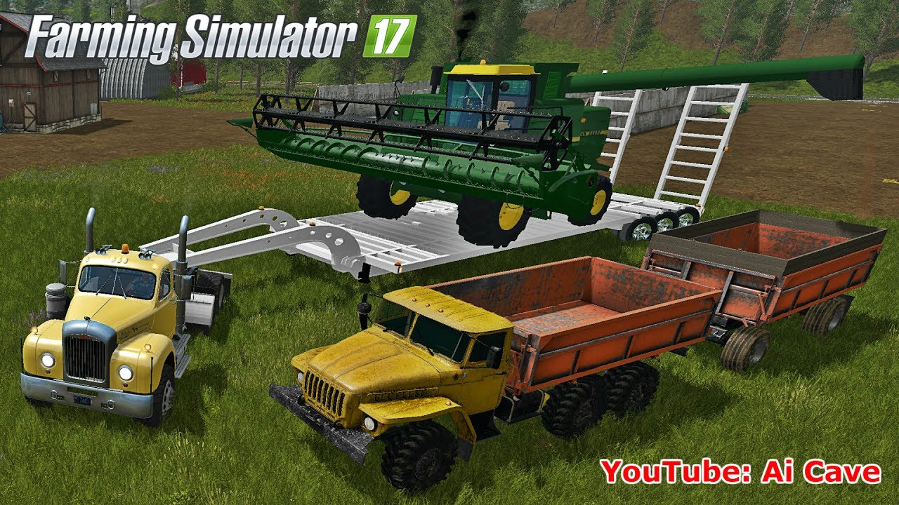 Farming Simulator 2017 Mods: Combine JOHN DEERE 8820 with MACK & URAL ...