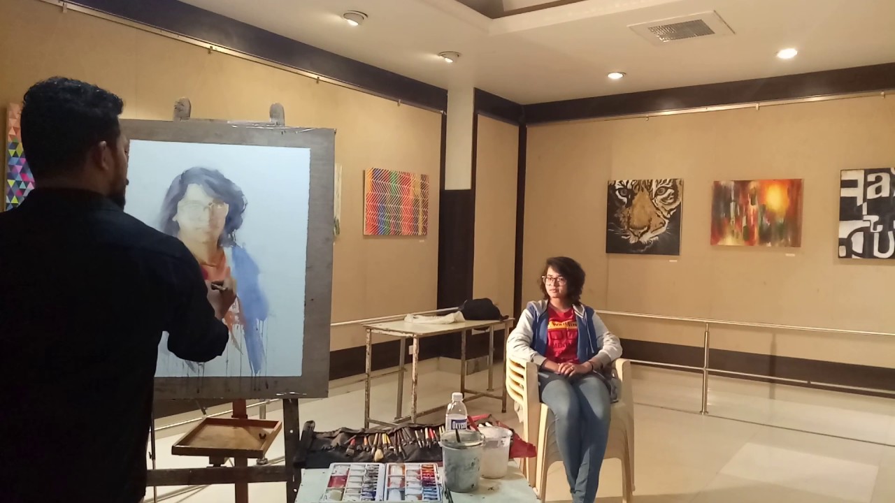 Amit Dhane live portrait watercolour demonstration - YouTube