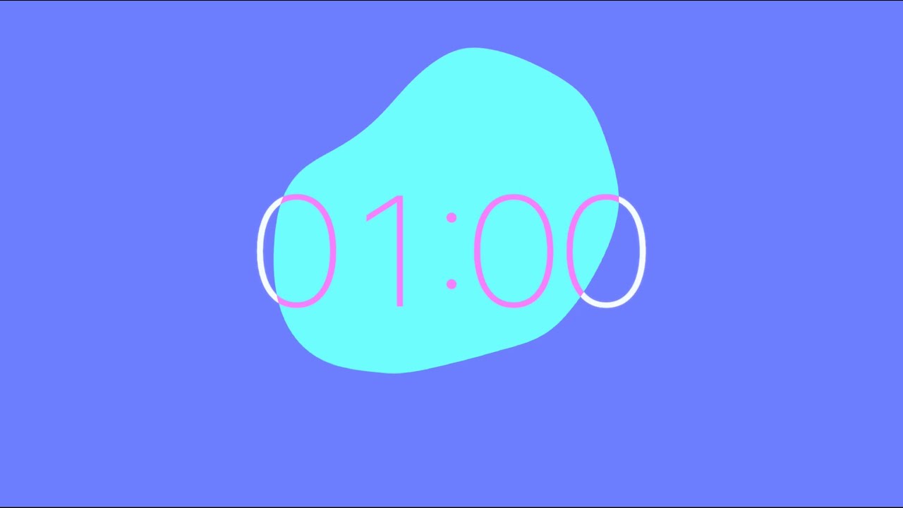 1 Minute Animated Trippy Cyan Purple Neon Moving Blob Timer With End ...