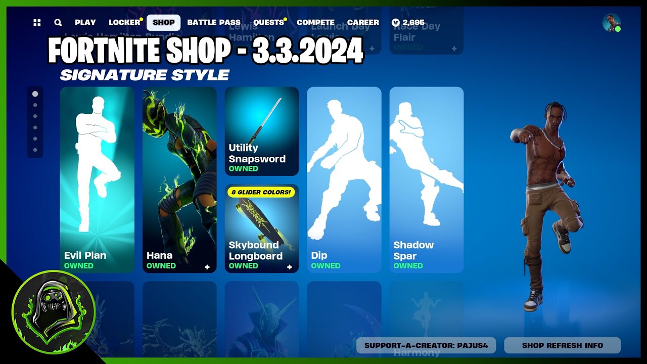 *NOVÝ* FORTNITE SHOP! I 3.3.2024 I LEWIS Hamilton a ICON SERIES EMOTE ...