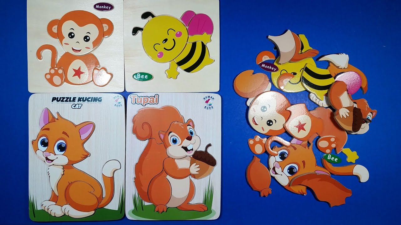 Mainan Puzzle Monyet Lebah Kucing Tupai/Mongkey Bee Cat Squirrel Puzzle ...
