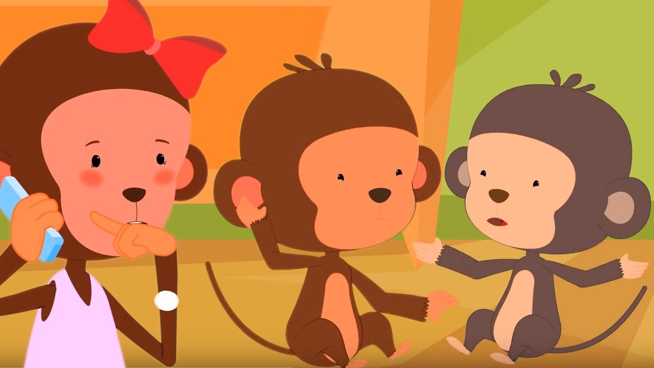 rima infantil para crianças | Cinco macaquinhos pulando na cama - YouTube