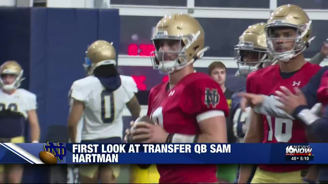 First look at ND transfer quarterback Sam Hartman - YouTube