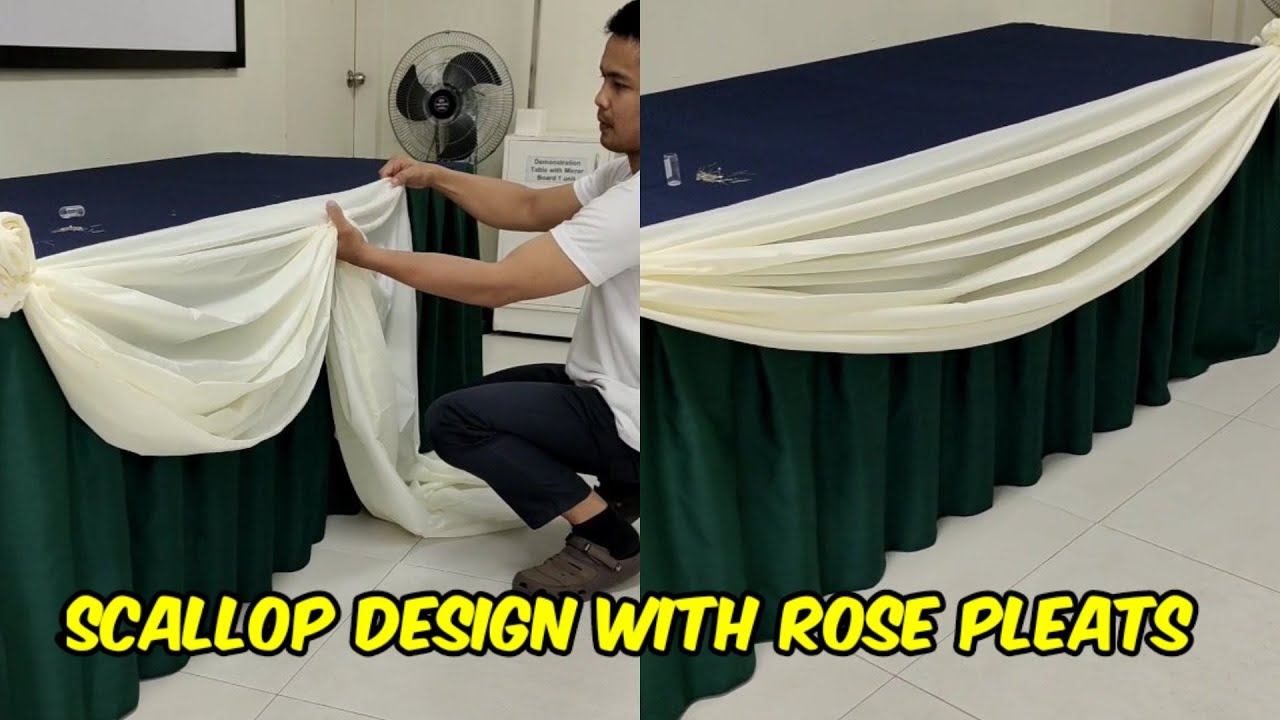 SCALLOP DESIGN WITH ROSE PLEATS TABLE SKIRTING TUTORIAL - YouTube