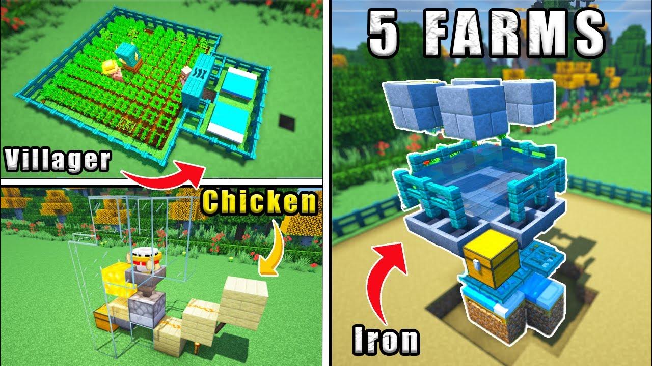 Minecraft 5 EASY Early Game Farms Every World Should Have! - YouTube