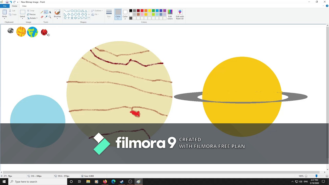 Solar system drawing on Windows Paint - YouTube