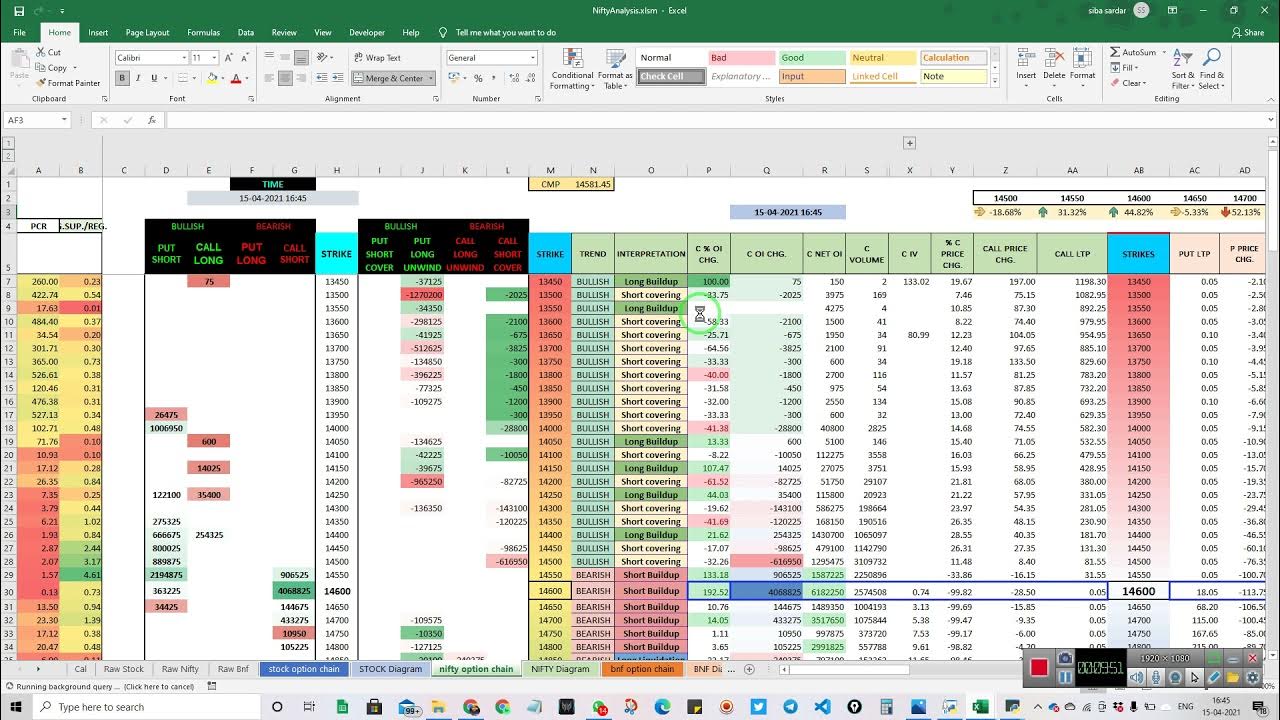 Option chain Excel sheet for you || intraday stock selection excel sheet for you - YouTube