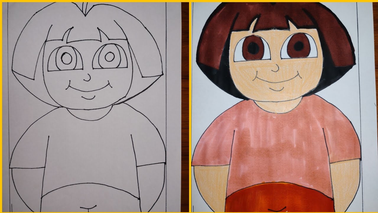 Dora The Explorer Easy Drawing|How To Draw Dora| Easy Drawing Of Dora ...