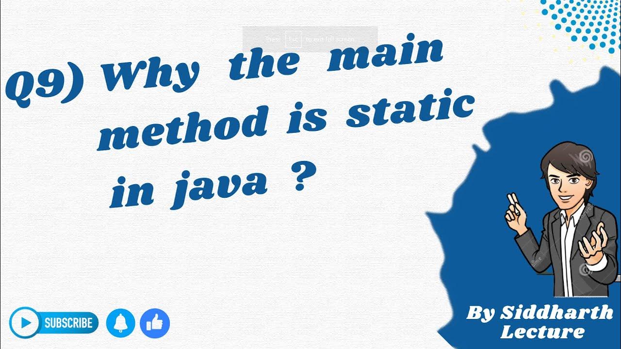 9 Why The Main Method Is Static In Java Java Interview Question 2697