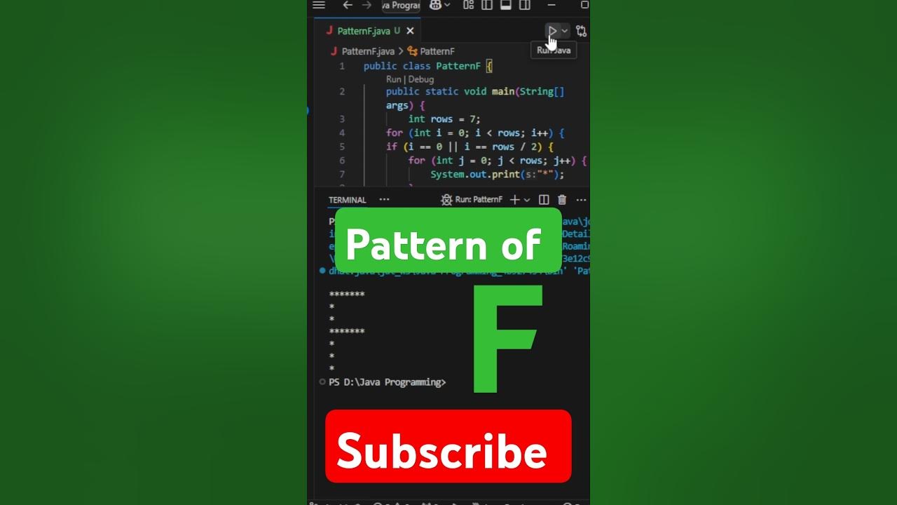 How to Print Character 'F' in Java | #shorts #java #coding #codingshorts #shortsvideo #viralcode ...
