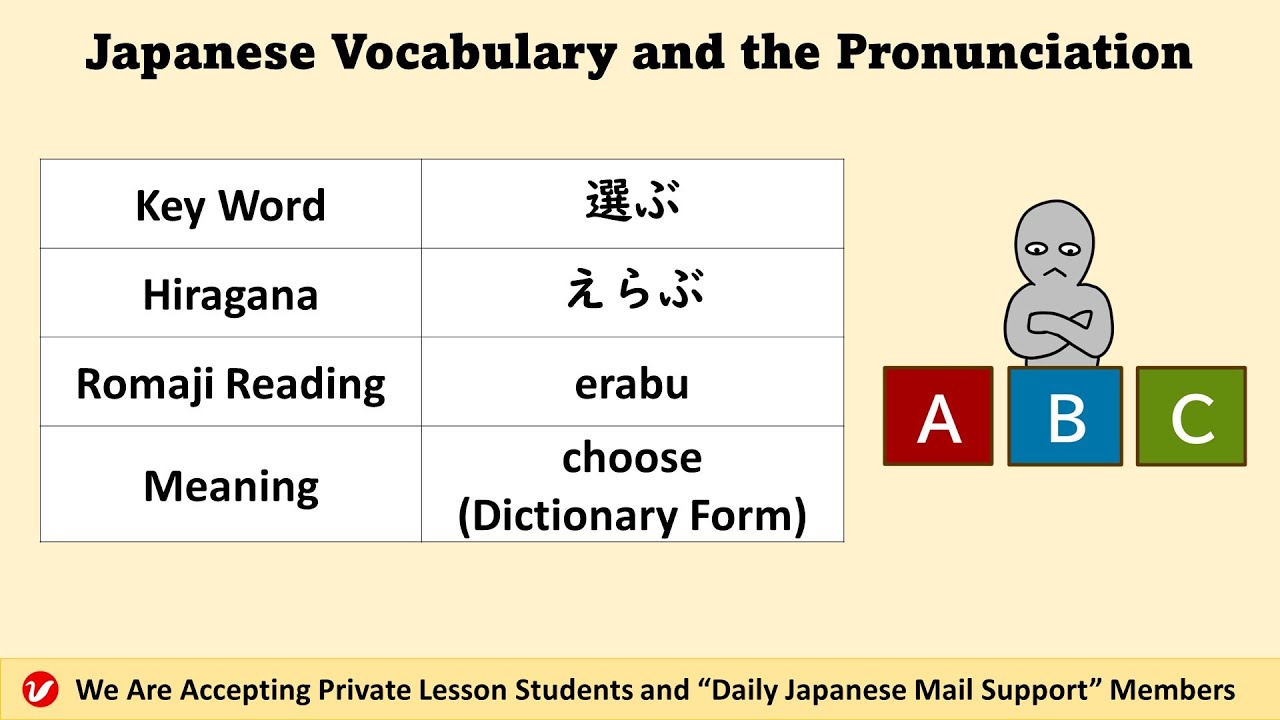 選ぶ (えらぶ、erabu) | choose | Japanese Vocabulary and the Pronunciation ...