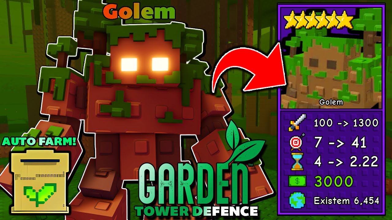 GARDEN TOWER DEFENSE FIZ O AUTO FARM E LIBEREI O GOLEM EXCLUSIVO, SERÁ ...