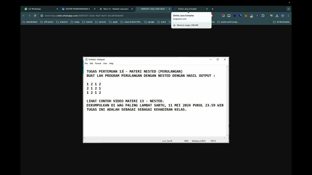 Tugas Pertemuan 13 Nested Loop Pada Java - YouTube