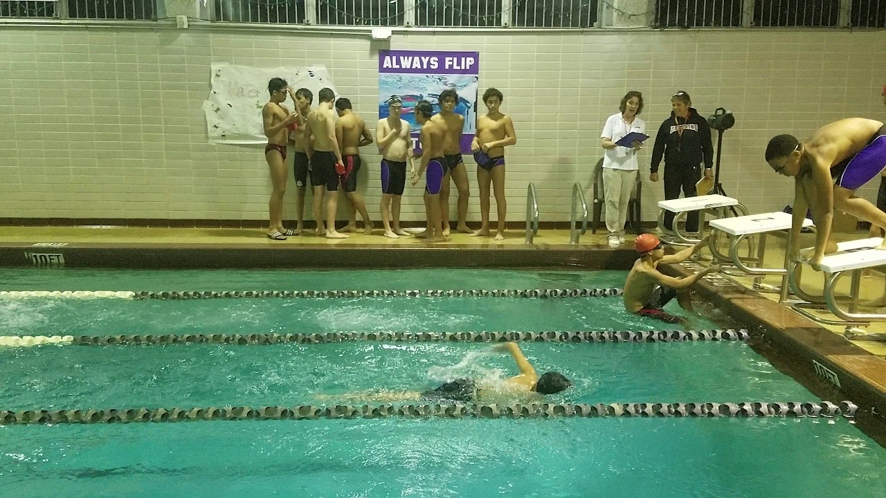Pershing 7th grade boys swim relay - YouTube