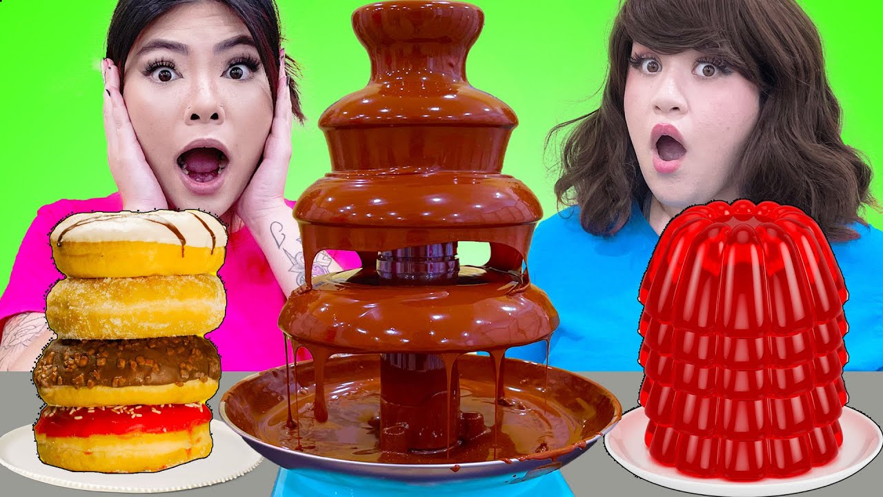 REAL VS GUMMY CHOCOLATE FONDUE CHALLENGE FOR 24 HOURS | FUNNY MUKBANG ...