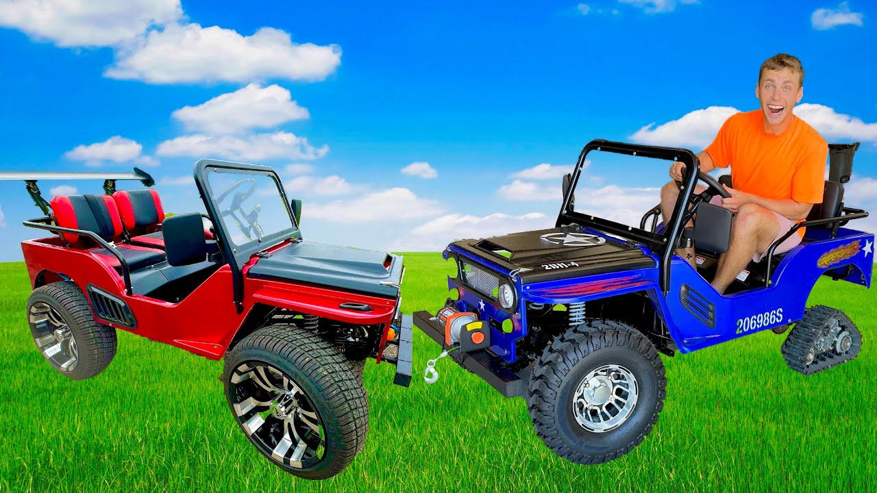 Red Mini Jeep vs Blue Mini Jeep! - YouTube