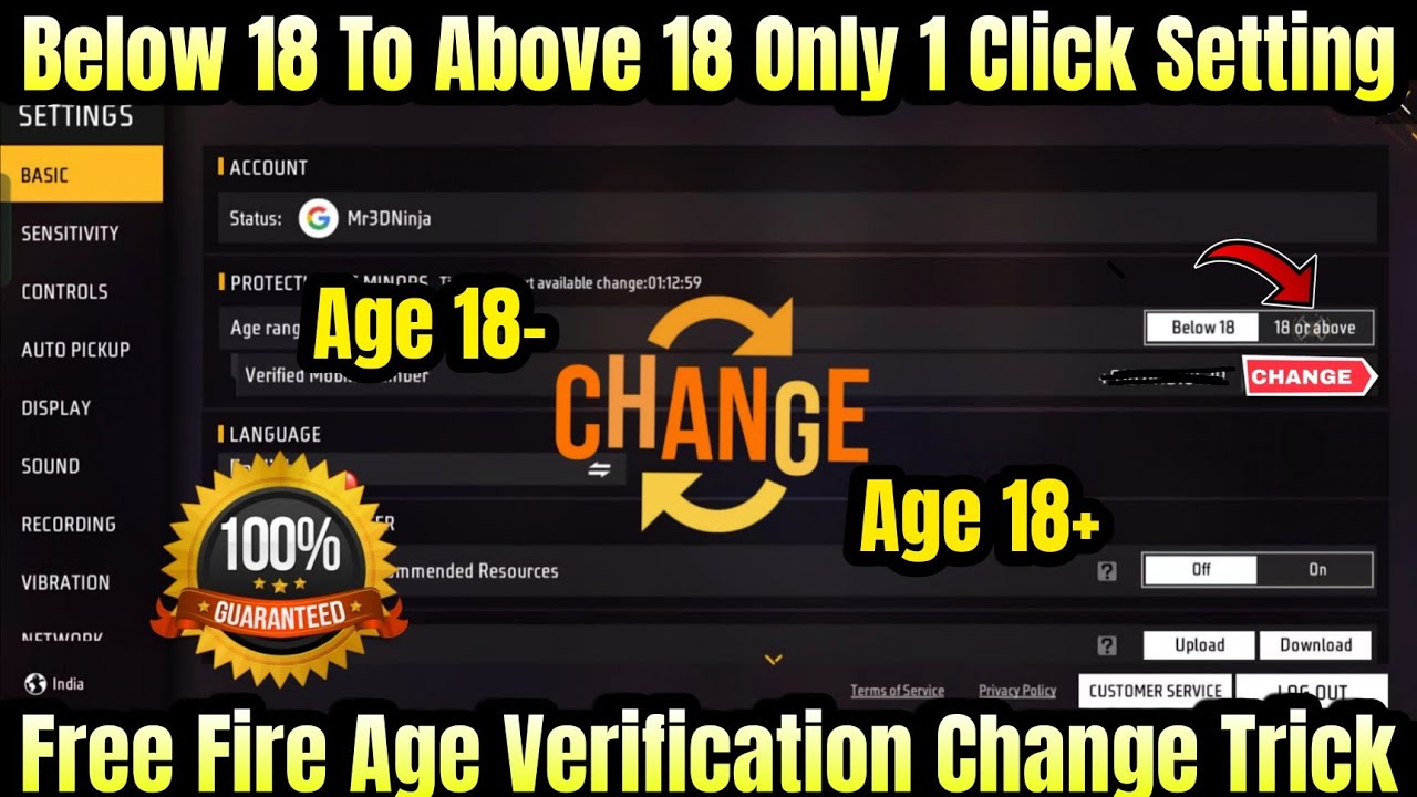 FF Age Change Update 18 Above| | Free Fire Age Change Kaise Kare | Free ...