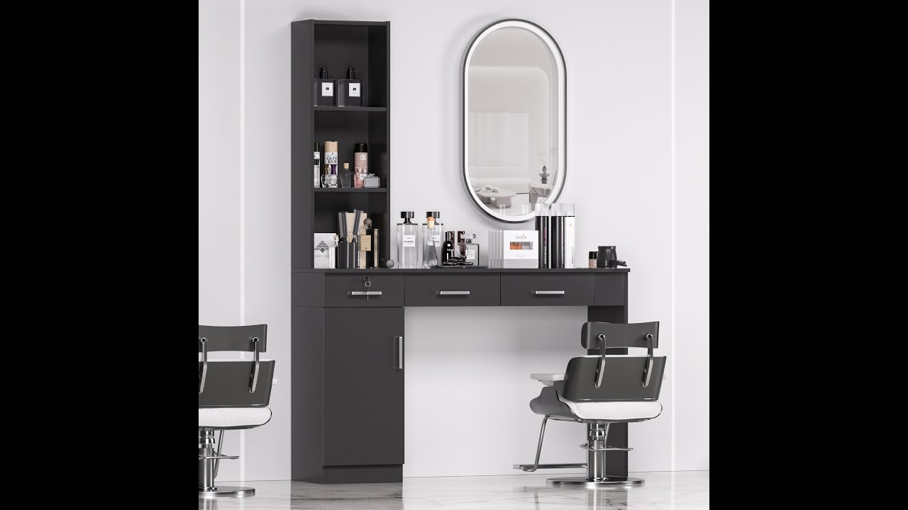 TOVRON Barber Salon Work Station for Hair Stylist - YouTube